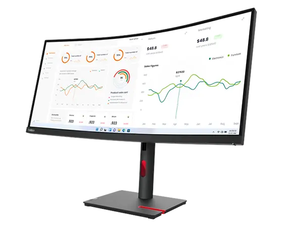 ThinkVision T34w-30 34" Monitor with ThinkVision MC60 Monitor Webcam ...
